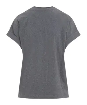 Brunello Cucinelli Embellished V-neck T-shirt - Gray