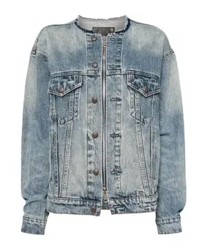 R13 Faded Effect Denim Coat - Caxton Blue
