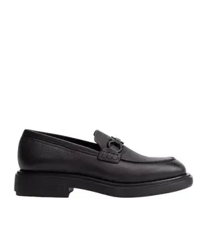 FERRAGAMO Gancini Buckled Loafers - Black