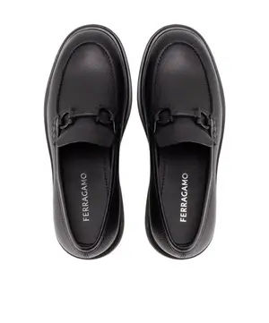 FERRAGAMO Gancini Buckled Loafers - Black