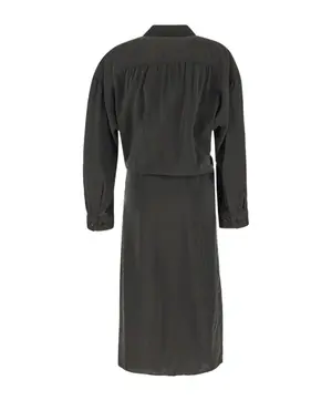 LEMAIRE Straight Collar Twisted Dress - Dark Espresso