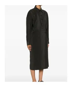 LEMAIRE Straight Collar Twisted Dress - Dark Espresso