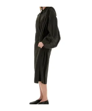 LEMAIRE Straight Collar Twisted Dress - Dark Espresso