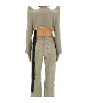 Rick Owens Cropped Sweatshirt - Nude