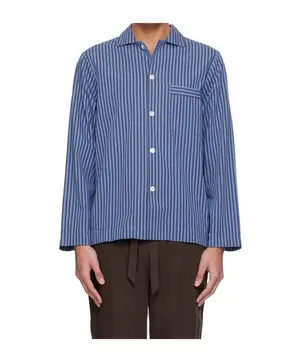 TEKLA Striped Pajama Shirt - Blue