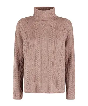 Max Mara Long-sleeved Knitted Shirt With High Neck - Camel