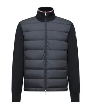 Moncler Logo Patch Zip-up Padded Jacket - Blue
