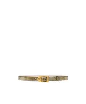 Versace Logo Engraved Buckle Belt - Golden
