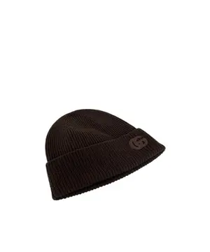 Gucci Cashmere Beanie With Logo Patch - Black