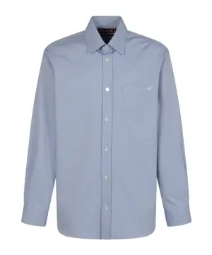 Gucci Gg Logo Long Sleeved Shirt - Blue