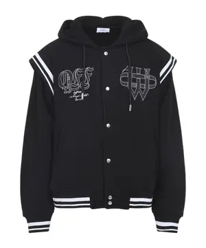Off-White Logo Patch Hooded Jacket - Black