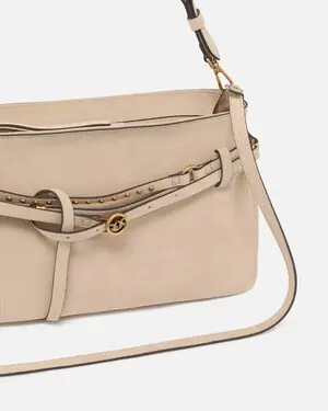 Pinko Logo Plaque Studded Shoulder Bag