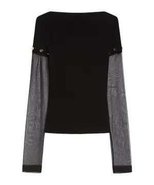 Sportmax Fitted Jumper In Stretch Viscose With Removable Sleeves - Black