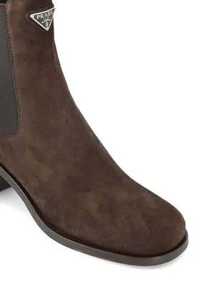 Prada Round Toe Block Heel Chelsea Boots