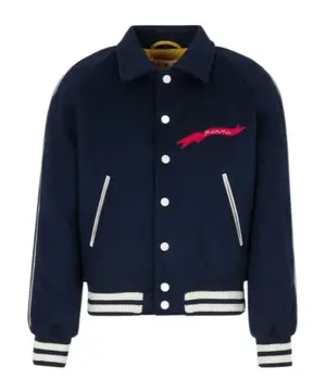 Marni Embroidered Felt Bomber Jacket - Blue-black