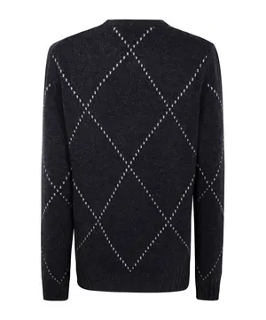 GRAN SASSO Diamond-pattern Wool Sweater - Black