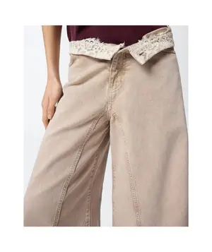 Pinko Winona Wide Leg Jeans With Lace Detail
