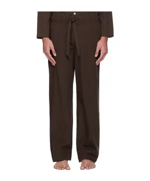 TEKLA Drawstring Pajama Pants - Brown