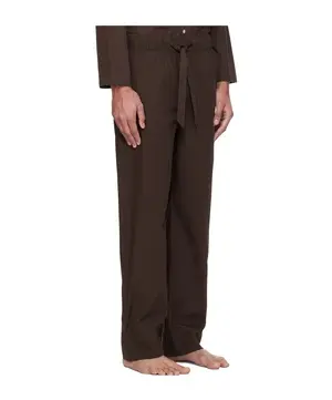 TEKLA Drawstring Pajama Pants - Brown