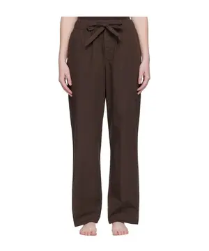 TEKLA Drawstring Pajama Pants - Brown