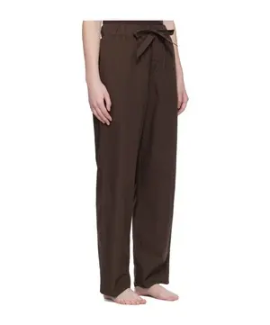 TEKLA Drawstring Pajama Pants - Brown