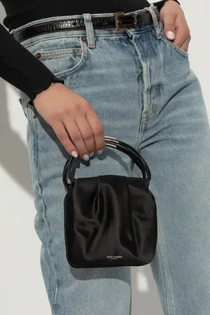 Saint Laurent Logo Detailed Top Handle Bag - Black