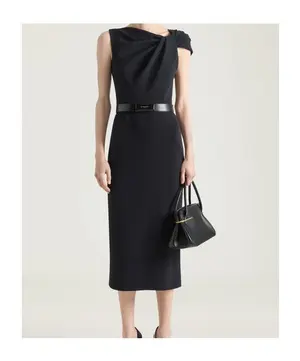 Givenchy Sleeveless Draped Midi Cady Dress