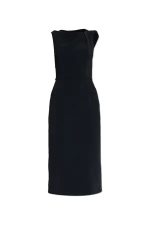 Givenchy Sleeveless Draped Midi Cady Dress