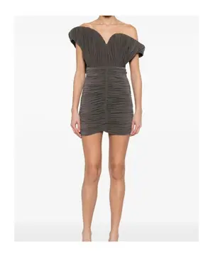 Magda Butrym Asymmetrical Off-the-shoulder Ruched Mini Dress