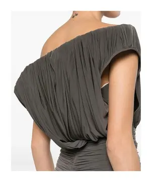 Magda Butrym Asymmetrical Off-the-shoulder Ruched Mini Dress