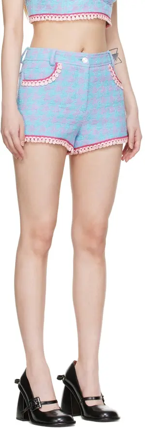 Moschino Houndstooth Tassel Trim Shorts - Nude