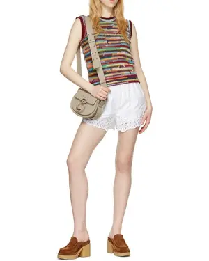 Chloé Tess Logo Embossed Ring Embellished Shoulder Bag - Gray