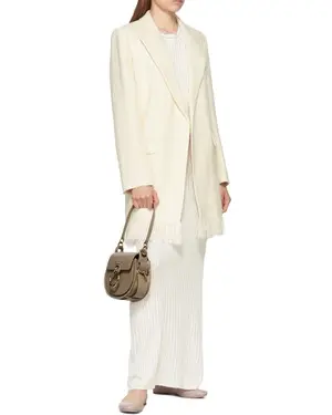 Chloé Tess Logo Embossed Ring Embellished Shoulder Bag - Gray