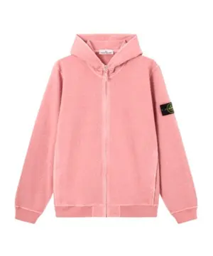 Stone Island Zip-up Logo Patch Hoodie - Oleander