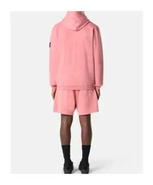 Stone Island Zip-up Logo Patch Hoodie - Oleander