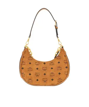 Mcm Monogram Printed Zipped Tote Bag - Cognac