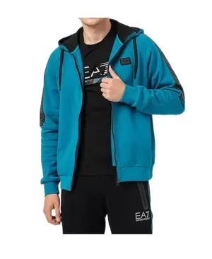 EA7 Logo Zipper Hooded Sweater
