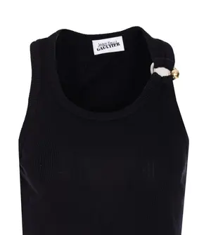 JEAN PAUL GAULTIER Ribbed Sleeveless Tank Top With Embellishment
