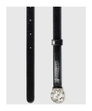 Gucci Thin Belt With Interlocking G Buckle - Black