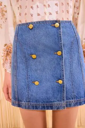 Ulla Johnson Button-embellished Denim Skirt