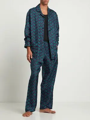 Versace Printed Silk Twill Shirt And Pajamas