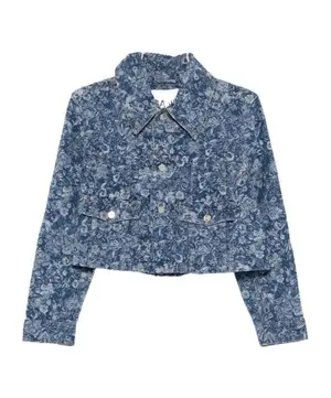 GANNI Floral Printed Denim Jacket