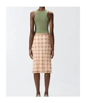Pinko Ribbed Logo Plaque Tank Top - Green