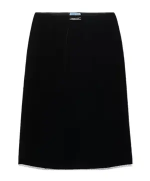 Prada Velvet Pencil Skirt With Contrasting Hem