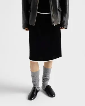 Prada Velvet Pencil Skirt With Contrasting Hem