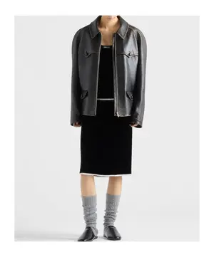 Prada Velvet Pencil Skirt With Contrasting Hem