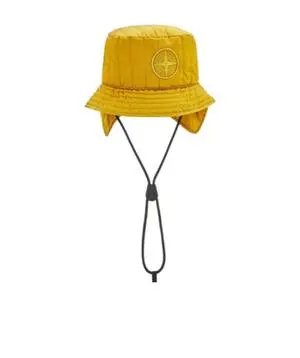 Stone Island Quilted Bucket Hat With Logo Embroidery - Yellow