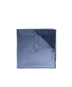 FERRAGAMO Gancini-print Scarf - Blue