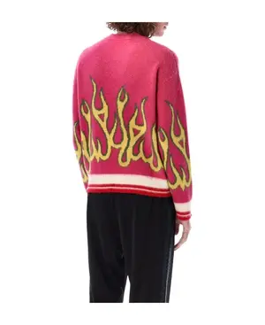Palm Angels Burning Flame Jacquard Pullover