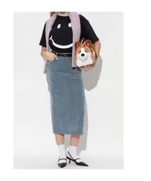Moschino Belted Denim Maxi Skirt